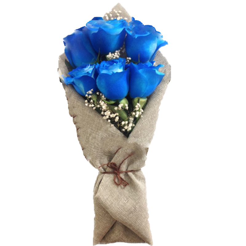 RAMO 6 ROSAS AZULES - Flores Paris