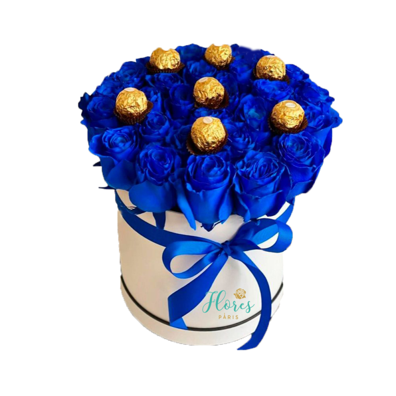 CAJA DE 24 ROSAS AZULES - Flores Paris