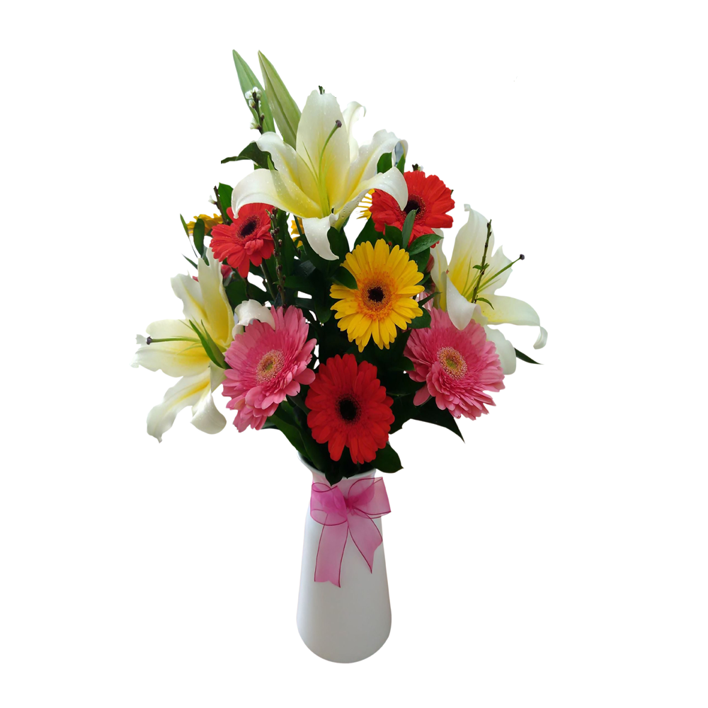 FLORERO DE GERBERAS Y LILIUM – Flores Paris